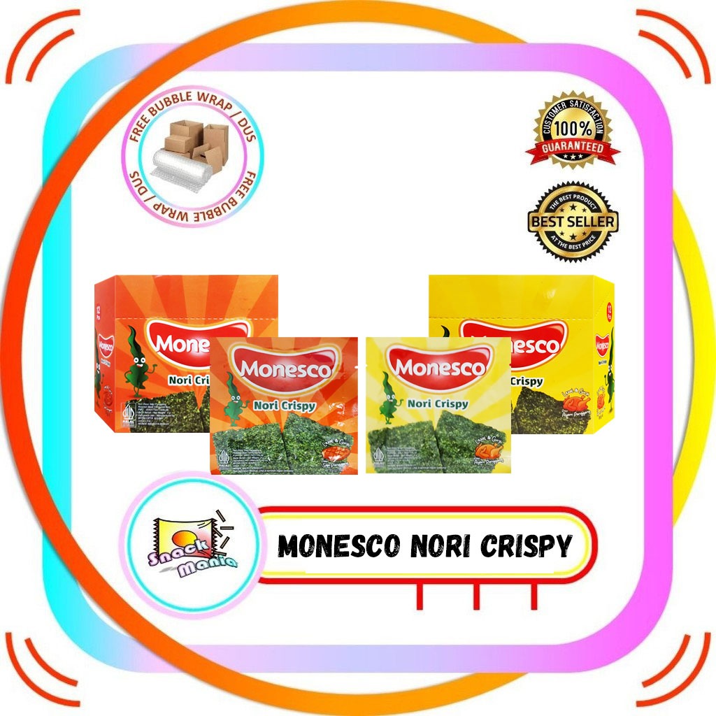 Jual Monesco Seaweed Rumput Laut Nori Ayam | Sapi Panggang 12 pcs BOX ...