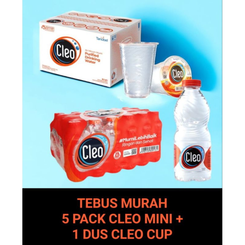 Jual Tebus murah cleo mini 5 Pack + 1 Dus cleo cup 220ml/120ml | Shopee ...