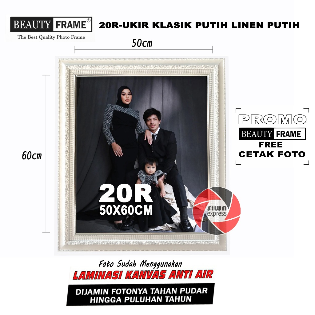 Jual BEAUTY FRAME 20R 50X60 BINGKAI GRATIS CETAK FOTO LAMINASI KANVAS ...