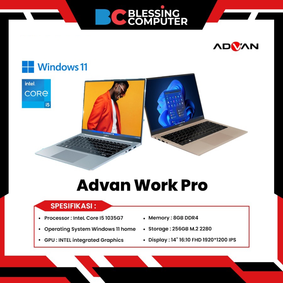 Jual Advan Work Pro Core I5 1035G7 8GB 256GB Intel Graphic Windows 11 ...