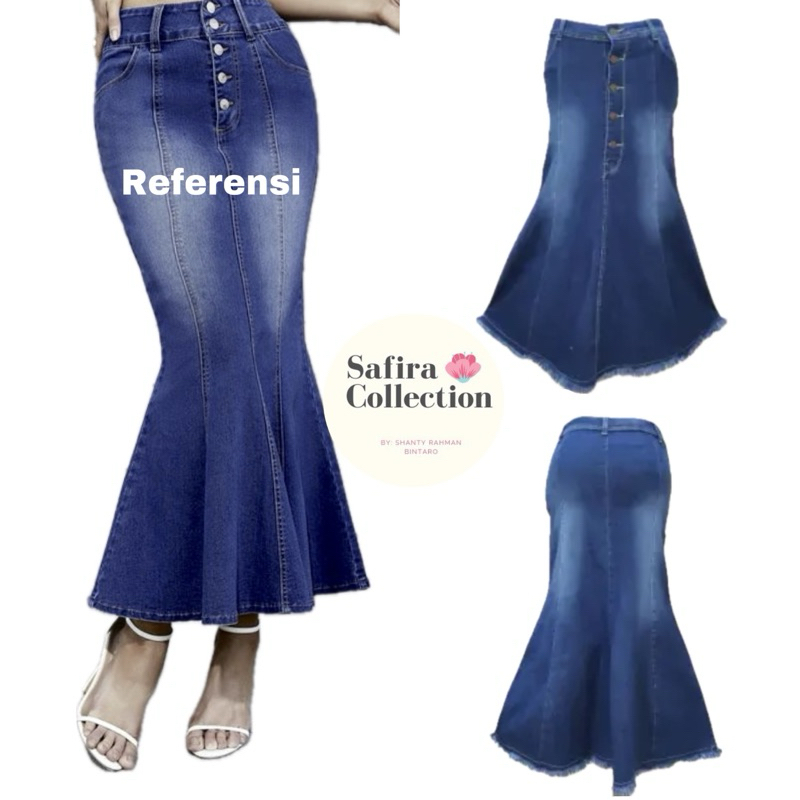 Jual Rok Jeans Yeena Mermaid Span A Line Denim Rok Model Duyung Wanita ...