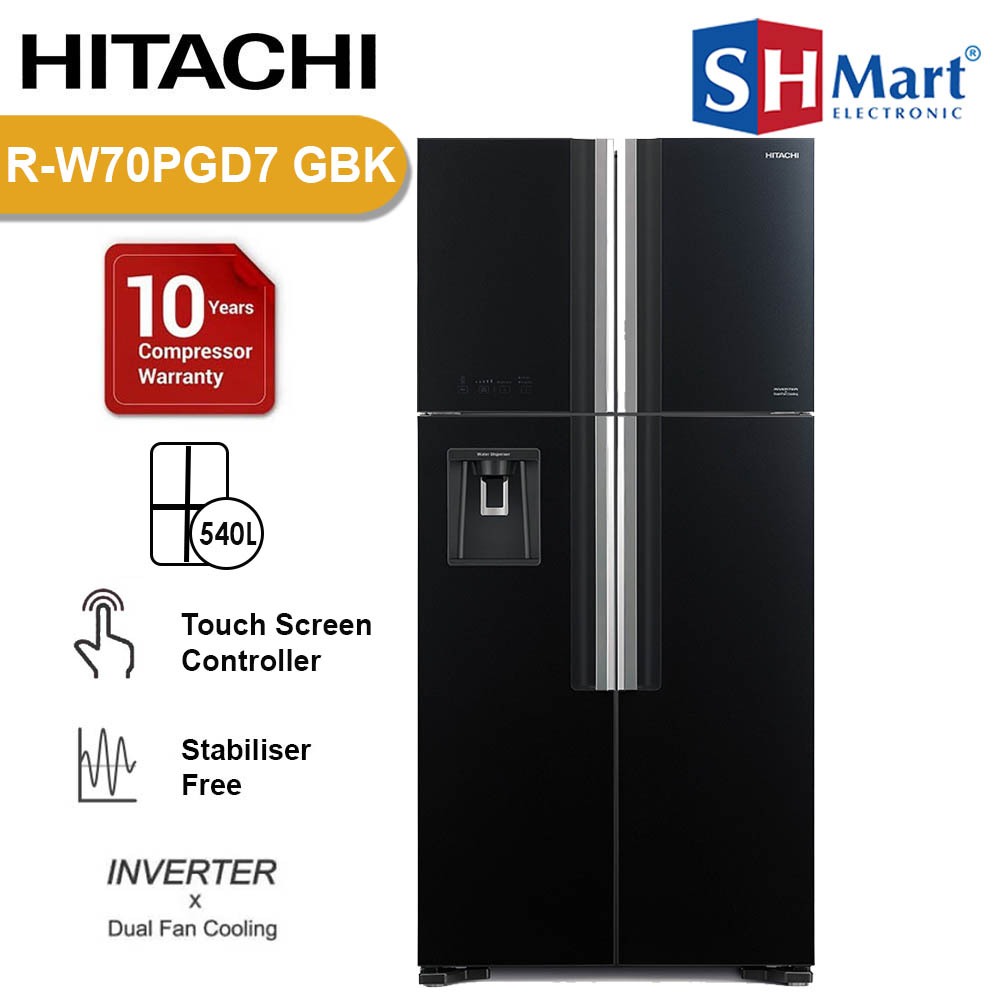 Jual KULKAS HITACHI 4 PINTU KAPASITAS 550 LITER INVERTER R-W70PGD7GBK / RW70PGD7GBK GARANSI ...