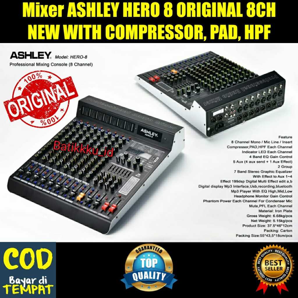 Jual MIXER ASHLEY HERO 8 HERO8 8CH ORIGINAL NEW WITH COMPRESSOR 199 DSP ...