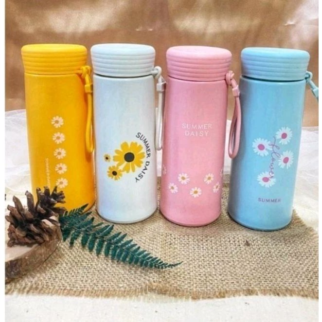 Jual DAISY SUMMER Botol Minum Kaca Estetik / Botol Minum Kaca Daisy ...
