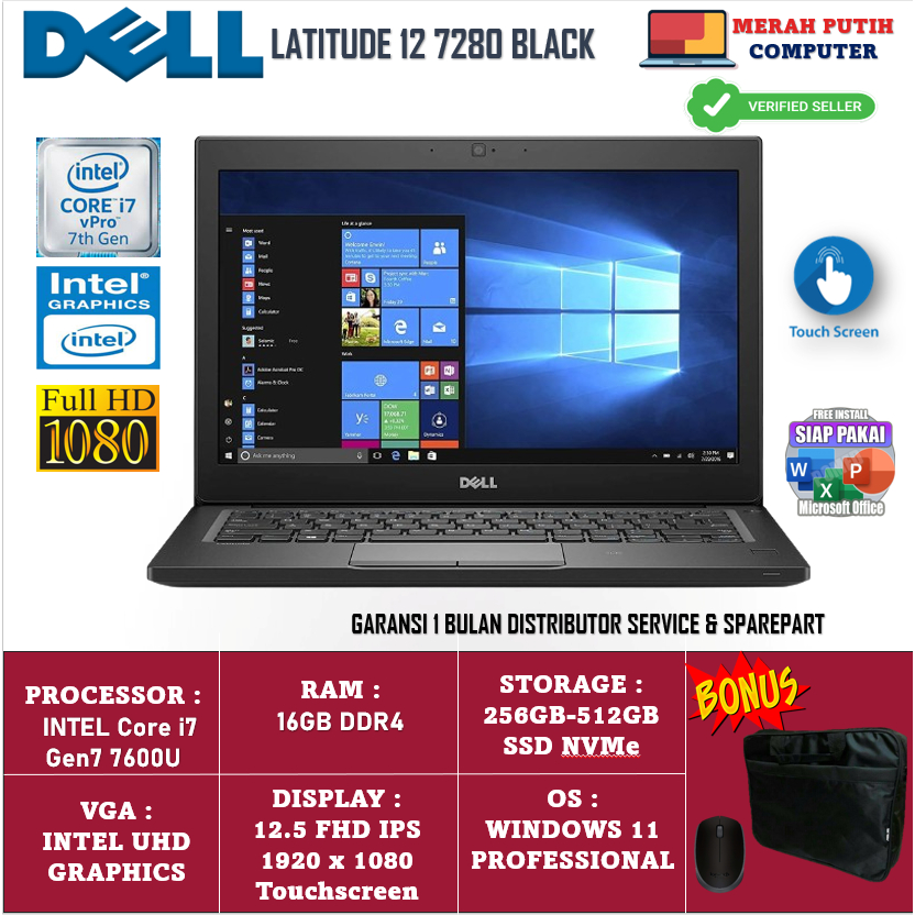 Jual Laptop Dell Latitude 12 7280 Intel Core i7 7600U Ram 16GB 256GB ...