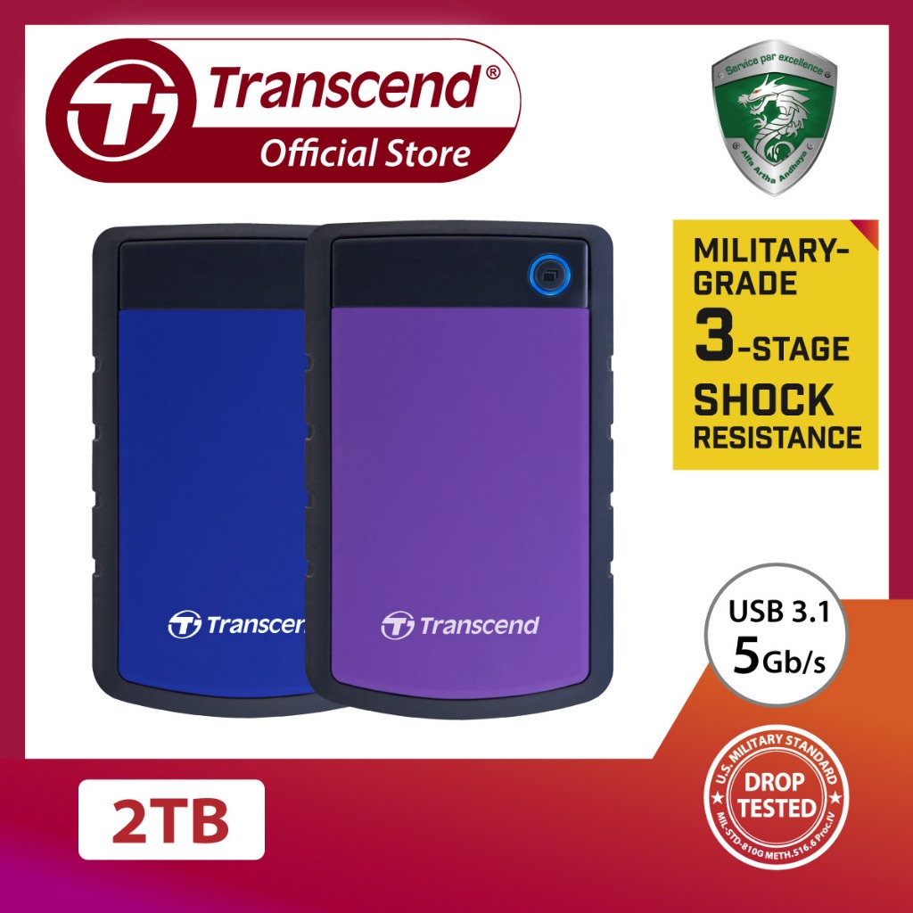 Jual Transcend External HDD StoreJet 25H3 [2TB] | Shopee Indonesia