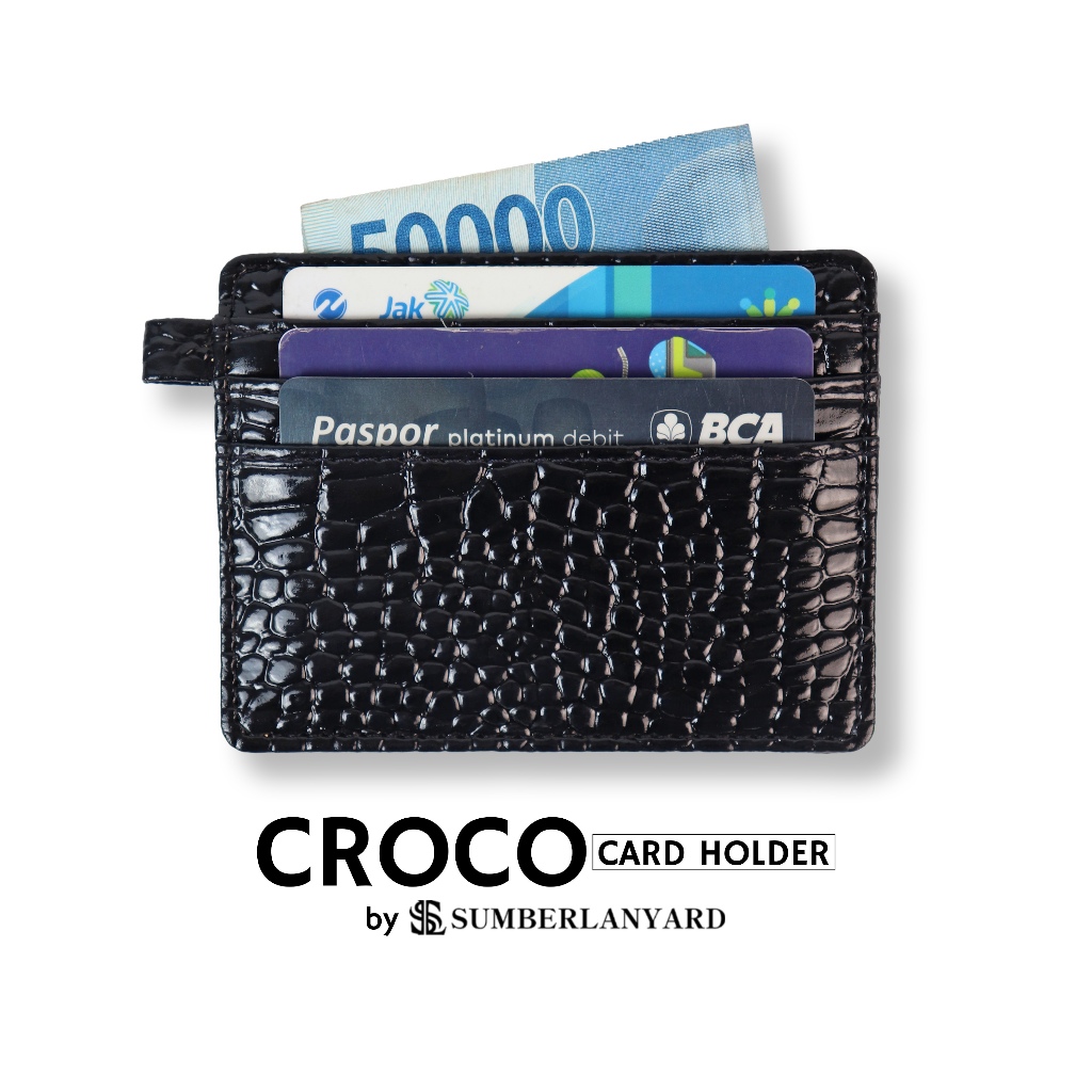 Jual Sumberlanyard.id Croco Card Holder - Card Holder Kulit Hitam 7 ...