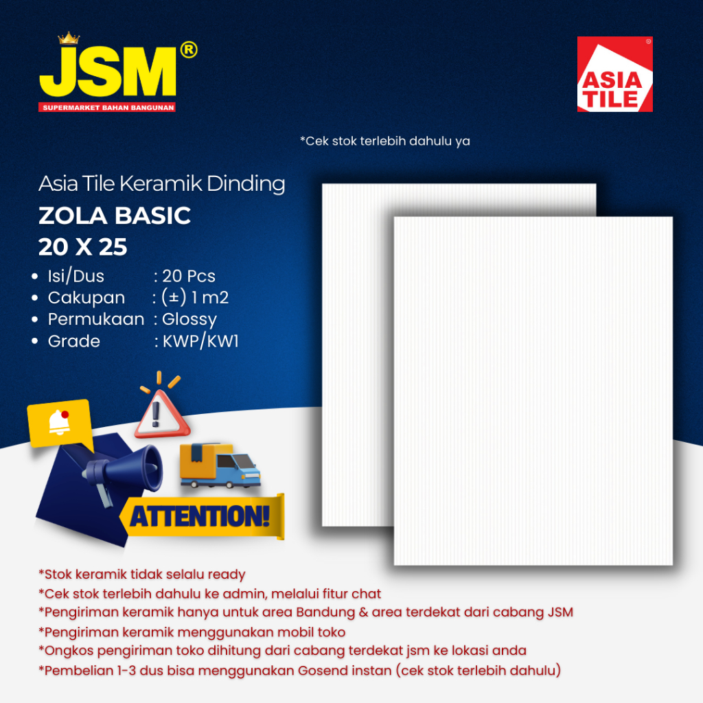 Jual Asia Tile Keramik Dinding Zola Basic Glossy 20x25 - JSM ...