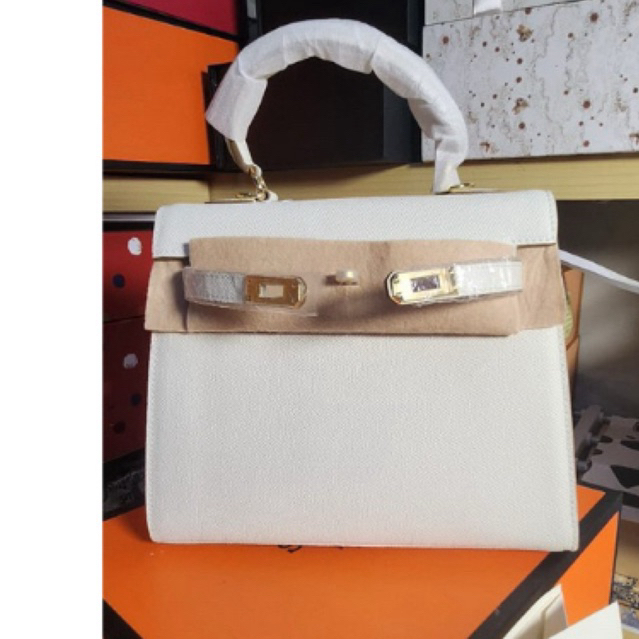 Jual Tas wanita kelly putih gold hardware | Shopee Indonesia