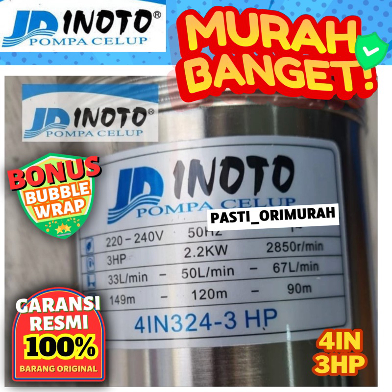 Jual Submersible Pump Inoto 3HP 4" + Control Box Pompa Satelit Inoto 4 ...