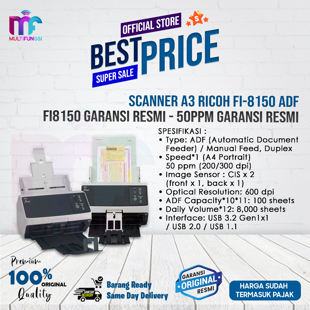 Jual Scanner A3 Fujitsu / Ricoh Fi-8150 ADF - Fi8150 Garansi Resmi ...