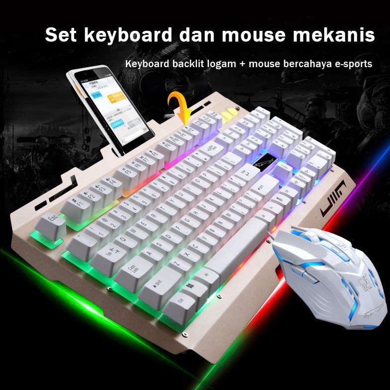 Jual Diskon Promo.. Keyboard G700 Set Keyboard Mouse Gaming RGB USB ...