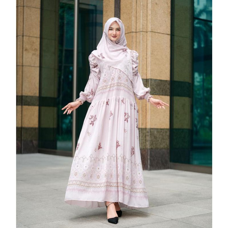 Jual Seraya Aluna Dress Set Hijab Bahan Ceruty Gamis Simple Elegant ...