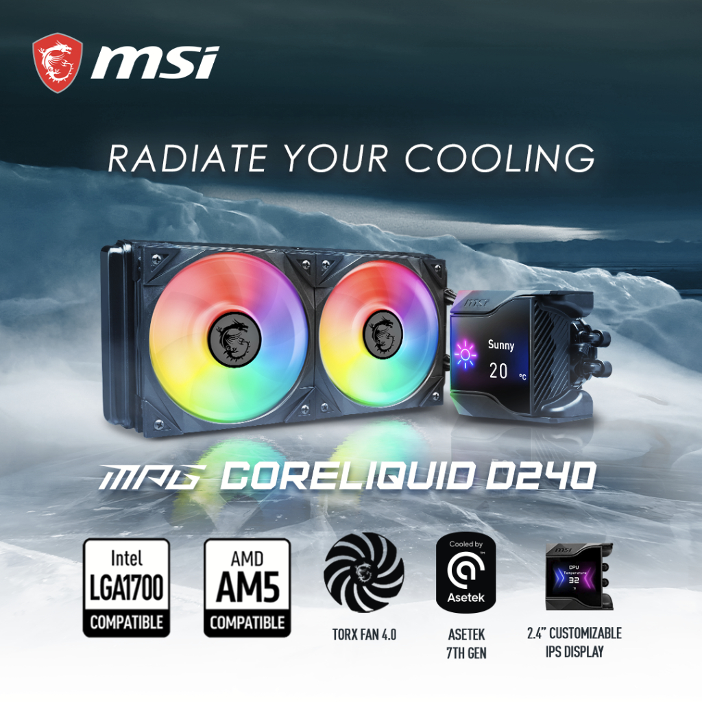 Jual MSI MPG CORELIQUID D240 LCD 240MM LIQUID AIO WATER CPU COOLER PROCESSOR | Shopee Indonesia