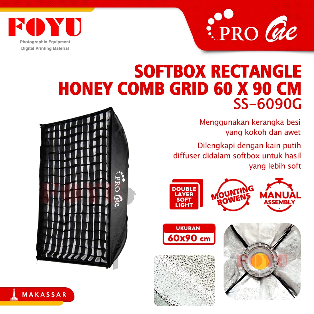 Jual Softbox Rectangle Honey Comb Grid Studio Kotak Lampu Flash Light ...