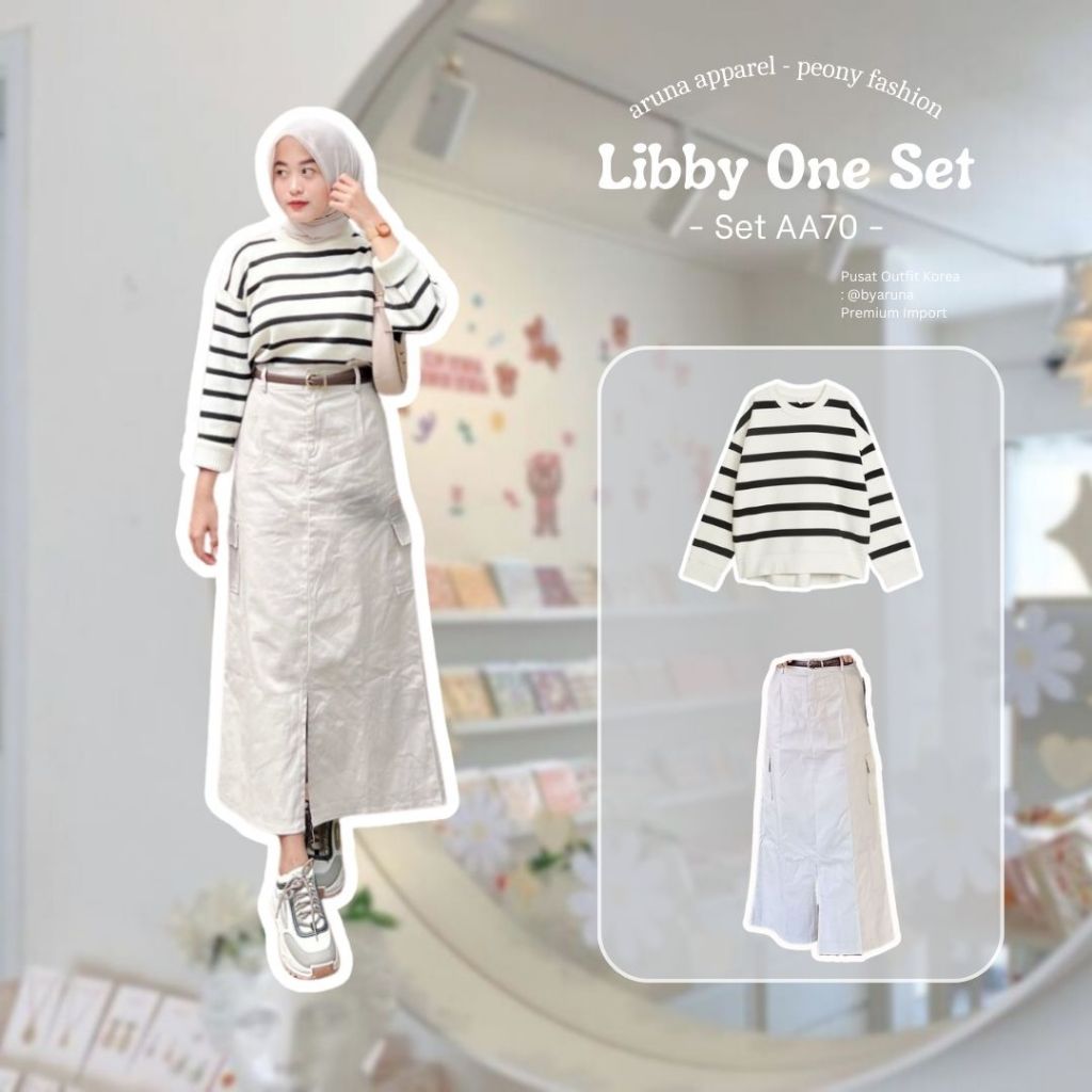 Jual OOTD One Set Wanita Kekinian 2in 1 One Set Vintage Korean Style ...