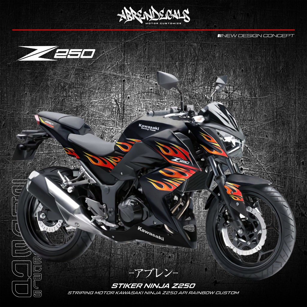 Jual Striping Ninja Z250 Api Rainbow Transparan / Stiker Motor Kawasaki ...