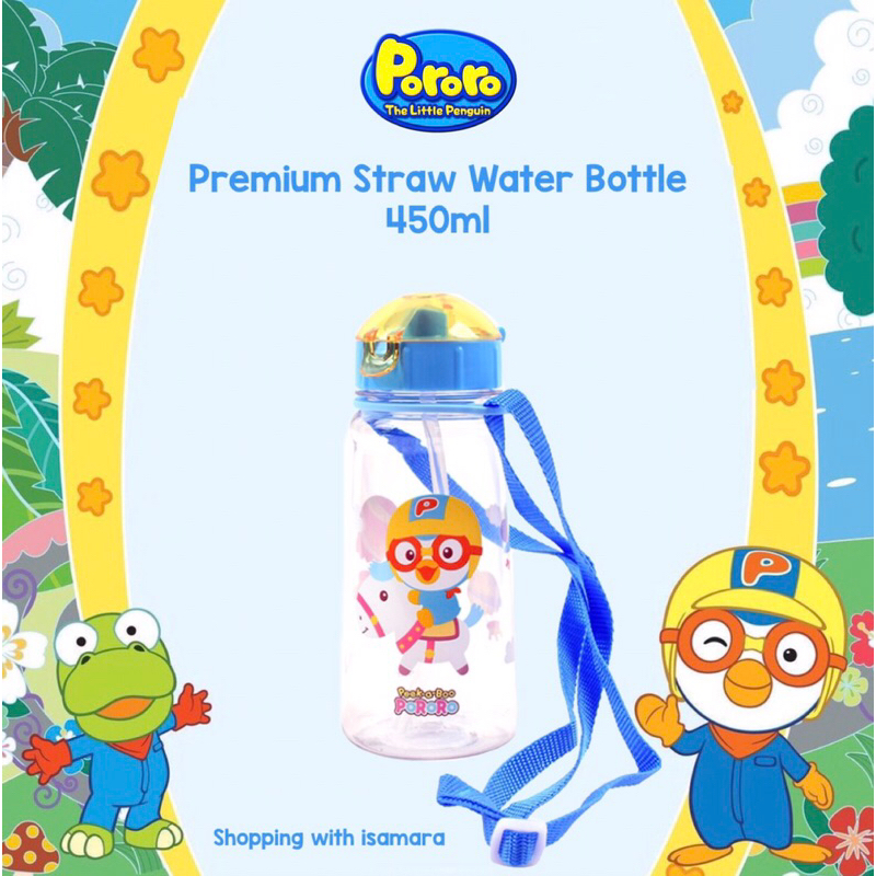 Jual Pororo Premium Straw Water Bottle / Tempat minum Ori korea ...