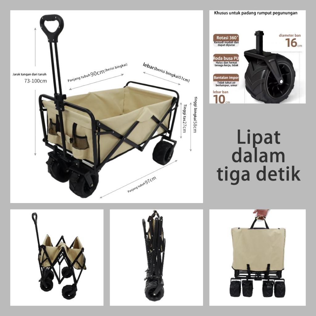Jual Troli Rumahan/MIX FOLDED SHOPPING TROLLEY/Troli Lipat Portabel ...