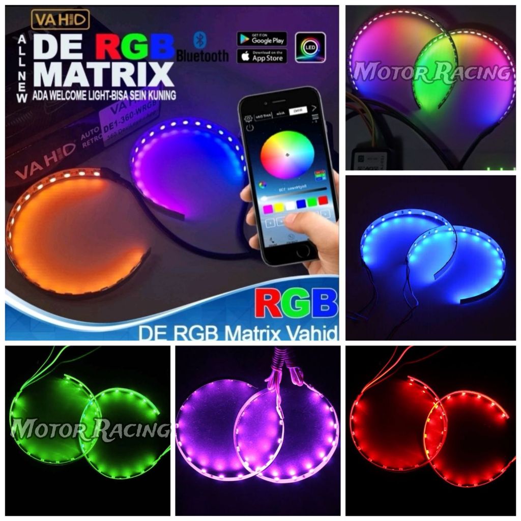 Jual Lampu Demon Devil eyes RGB PROJIE Motor Mobil Universal Koneksi Hp ...