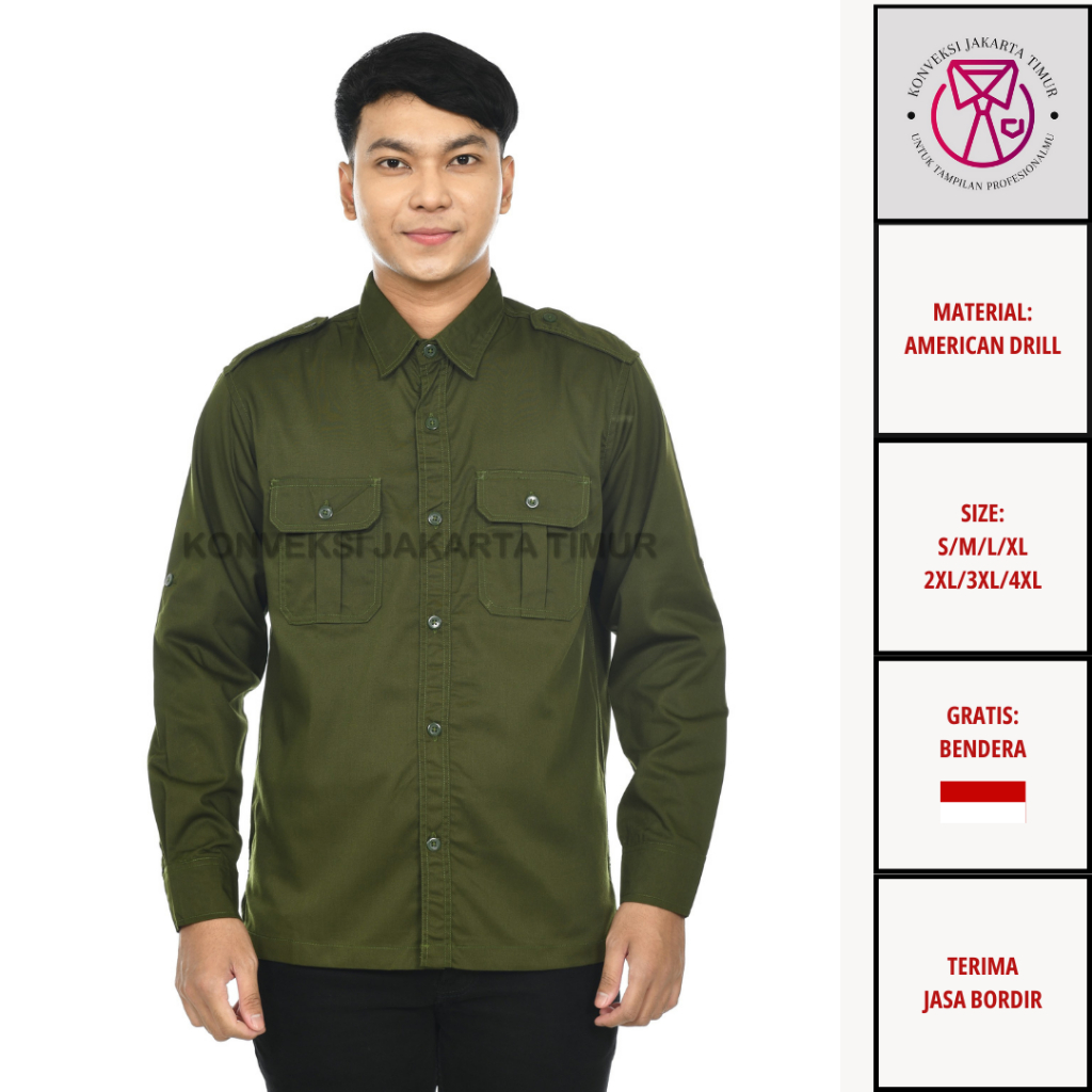 Jual Baju Kemeja PDL Lengan Panjang Pria Wanita - Seragam Pakaian Kerja Dinas Lapangan Outdoor ...