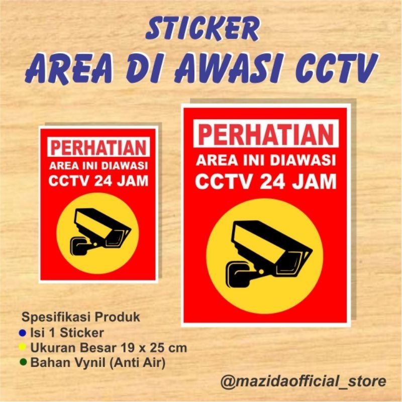 Jual Sticker Area Ini Diawasi CCTV 24 Jam Ukuran Besar Anti Air ...