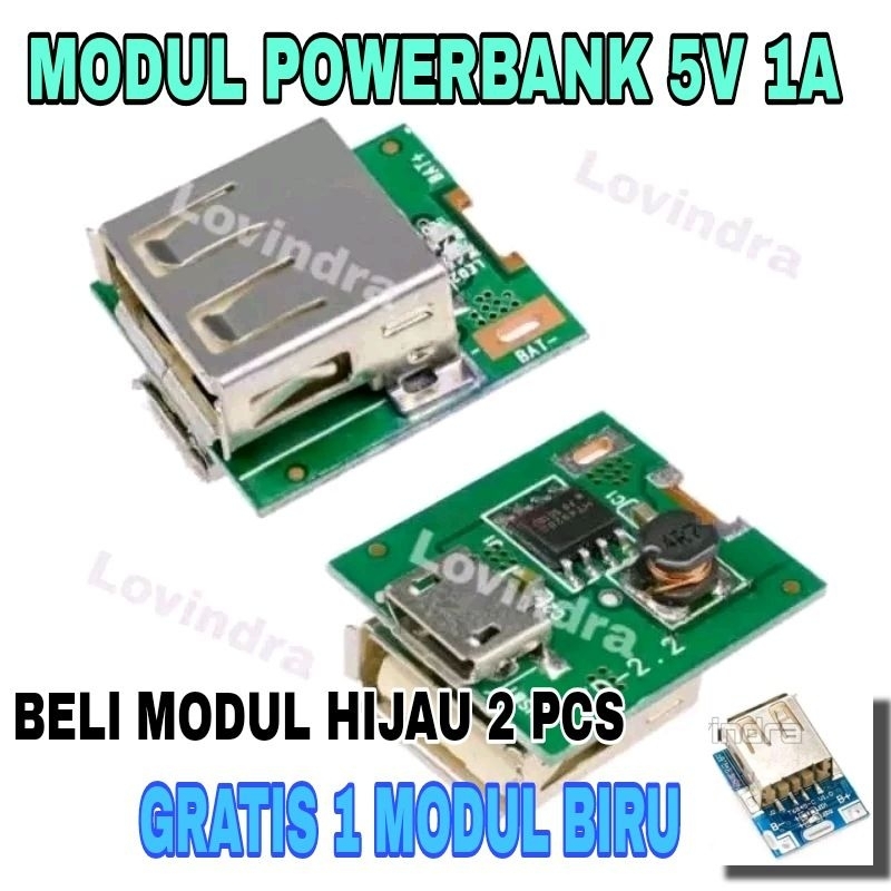 Jual Modul Power bank Step up 5V 1A Protection Warna HIJAU 134N3P ...