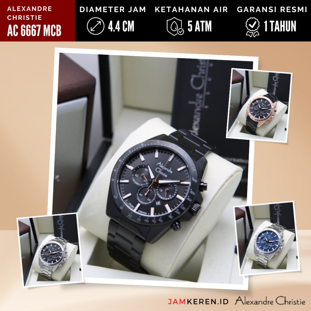 Jual Jam Tangan Pria Cowok Alexandre Christie 6667 AC6667 AC 6667 MC ...