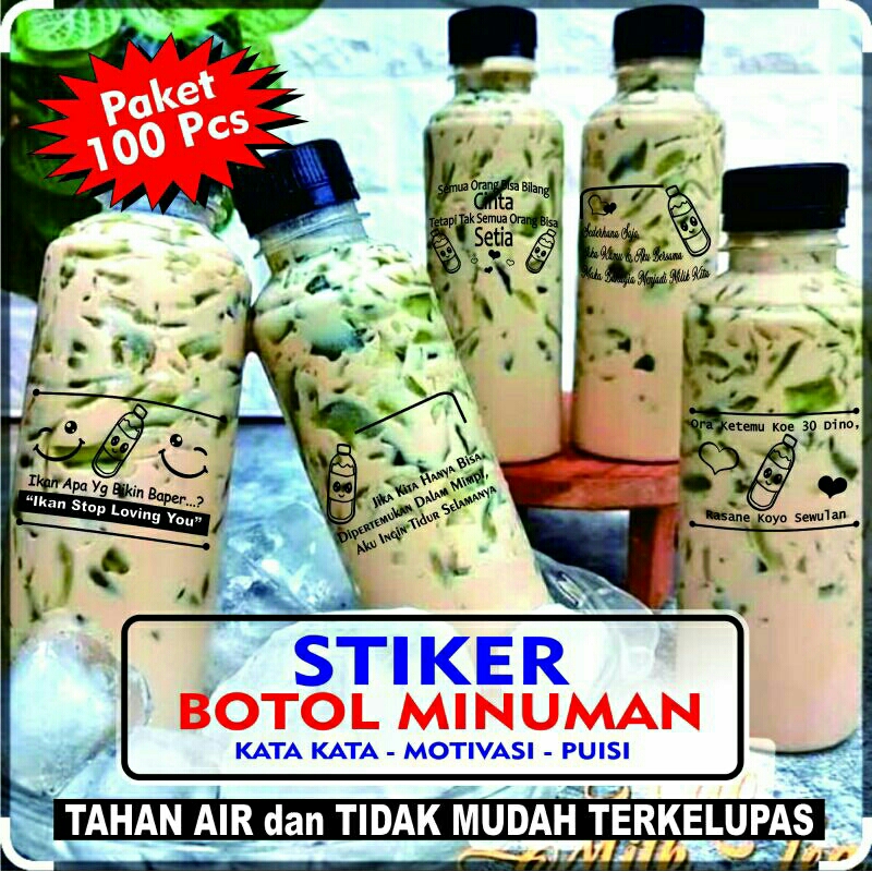 Jual STIKER KATA-KATA 12 KARAKTER LUCU MINUMAN KEMASAN BOTOL ( vol 1 ...