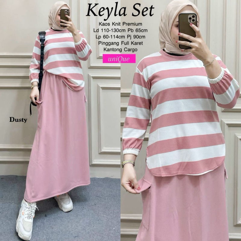 Jual KEYLA SET ROK POLOS MIX BLOUSE SALUR FULL KAOS KNIT 1612 | Shopee ...