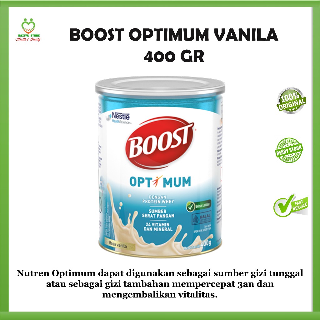 Jual NESTLE BOOST Optimum Susu Nutrisi Vanila Dewasa dan Lansia Kaleng 400g | Shopee Indonesia
