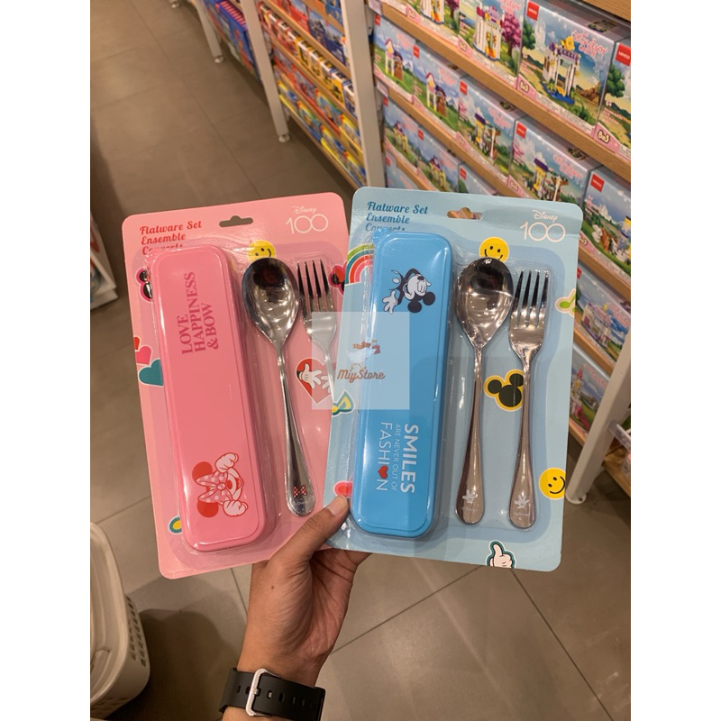 Jual MINISO Set Alat Makan Sendok Garpu Koleksi Wajah Senyum Disney 100 ...