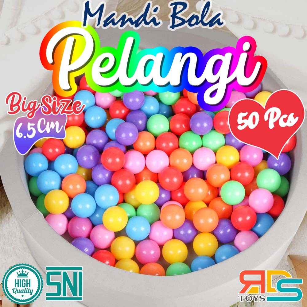 Jual Mainan Mandi Bola Anak Isi 50 Pcs Pelangi Bahan Tebal SNI / Pastel ...