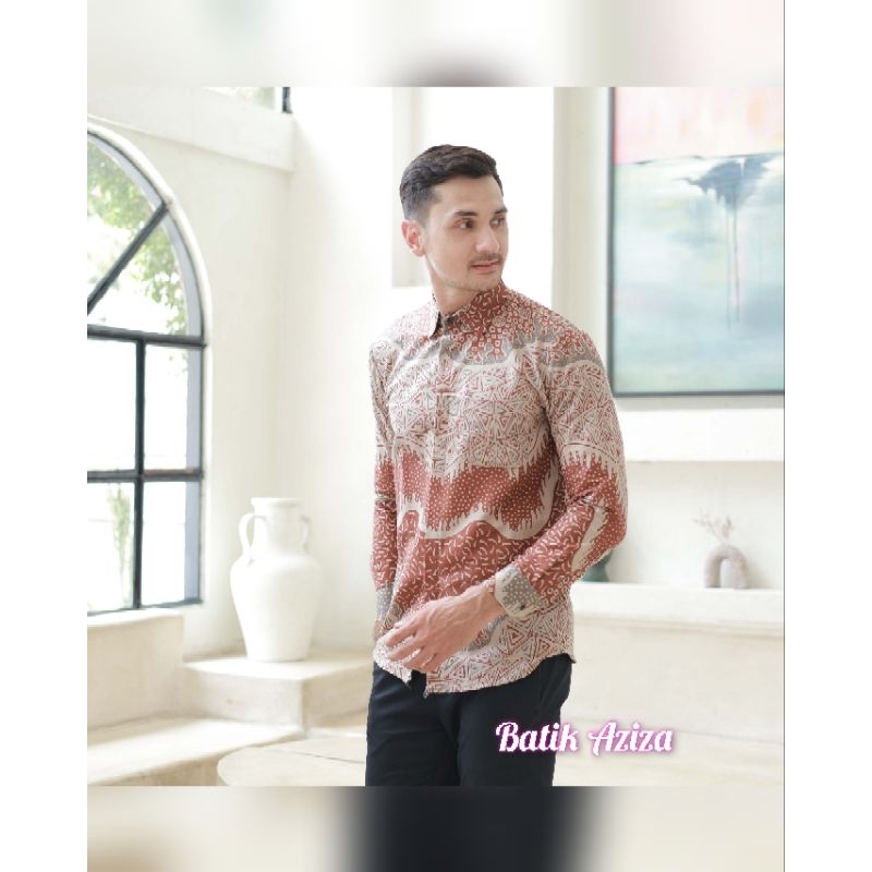 Jual Kemeja Batik Lengan Panjang by Batik Aziza | Shopee Indonesia