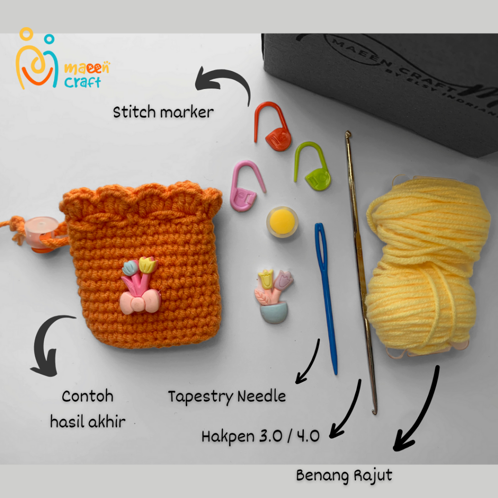 Jual DIY Starter Kit Pocket Rajut Paket Mini Cani Pemula / Alat Rajut ...