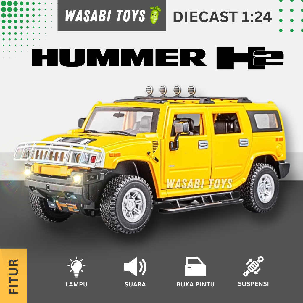 Jual Diecast 1:24 Mobil Hummer H2 (Fitur Lampu, Klakson, Buka Semua ...