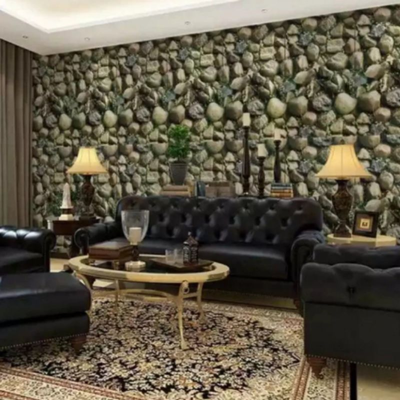 Jual Wallpaper Dinding Batu Kali Cadas Natural 3D | Shopee Indonesia