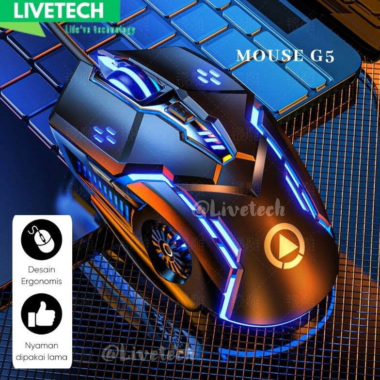 Jual Terupdate LIVETECH Mouse Non Wireless Gaming RGB Mause Kabel USB ...