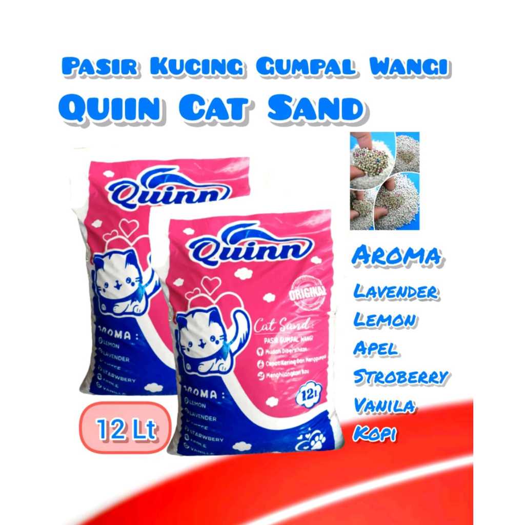 Jual 12 Liter QUIN Cat Sand Pasir Kucing Gumpal Wangi-Anti Bakteri ...