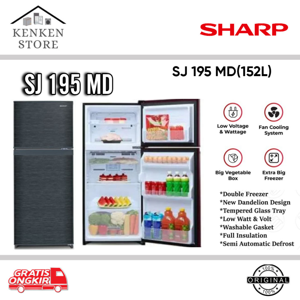 Jual KULKAS SHARP 2 PINTU SJ-195 MD | Shopee Indonesia