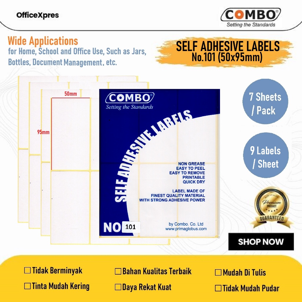 Jual Stiker Label No.101 50x95mm / Self Adhesive Labels No 101 / Label ...