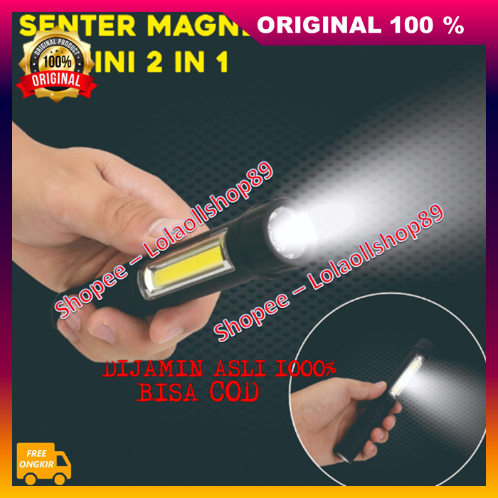 Jual Senter Magnet Mini 2 In 1 Senter LED Magnet COB 250 Lumens 100% ...