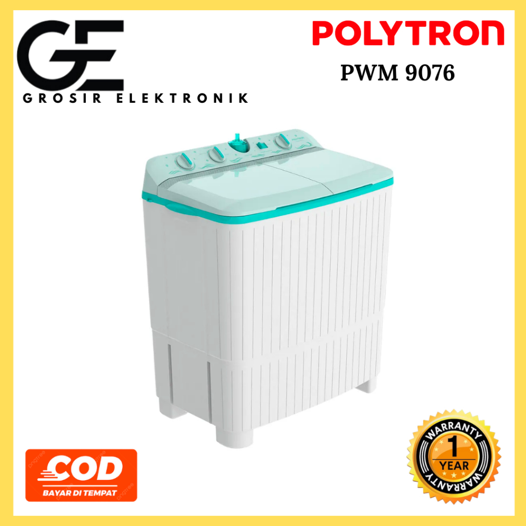 Jual Mesin Cuci 2 Tabung POLYTRON PWM 9076 9 KG GARANSI RESMI | Shopee ...