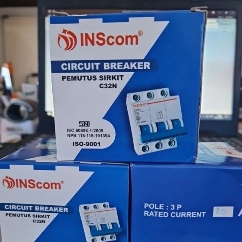 Jual MCB Listrik INSCOM C32N 3P 10A/ Mini circuit Breaker 3 POLE 3PHASE | Shopee Indonesia