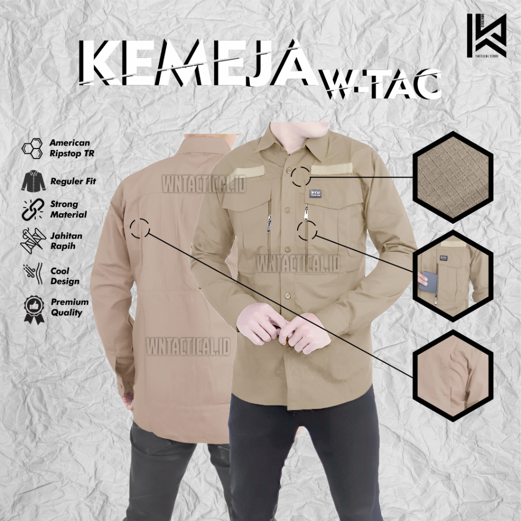 Jual Kemeja Outdoor Premium W-Tac Lengan Panjang Bahan American Ripstop ...