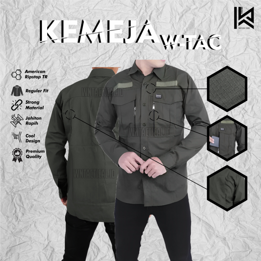 Jual Kemeja Outdoor Premium W-Tac Lengan Panjang Bahan American Ripstop ...