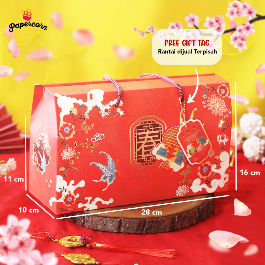 Jual 10 Pcs Gable Box Imlek Muat 3 Toples Chinese Ornament uk 28x10x16 ...