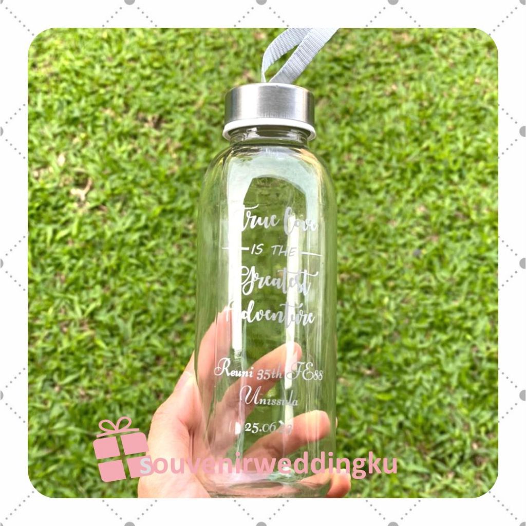 Jual SOUVENIR PERNIKAHAN BOTOL 420ML/BOTOL KACA BENING 420ML | Shopee ...