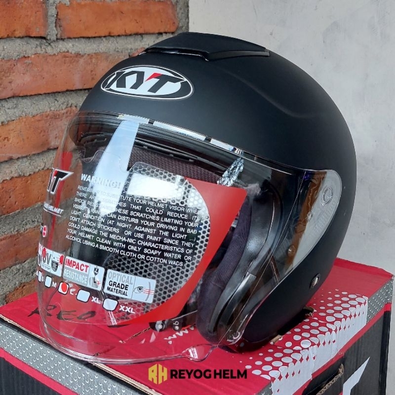 Jual HELM KYT KYOTO OPEN FACE WARNA HITAM DOFF | Shopee Indonesia