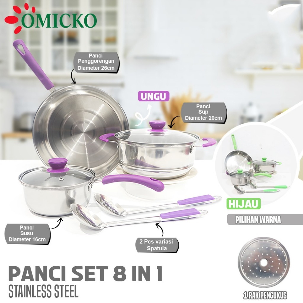 Jual Panci Set OMICKO OM-6246 Panci Set Multifungsi 8in1 Stainless ...
